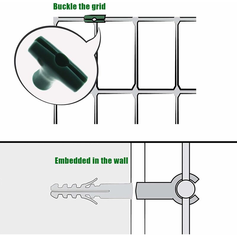 Set 30 cleme T pentru gard viu, rezistente la coroziune, verde ...