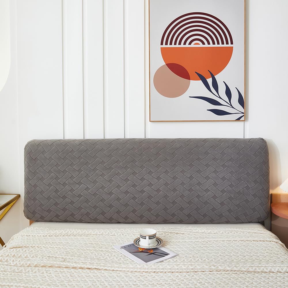 Husa pentru cap de pat, material poliester si elastan, gri inchis ...