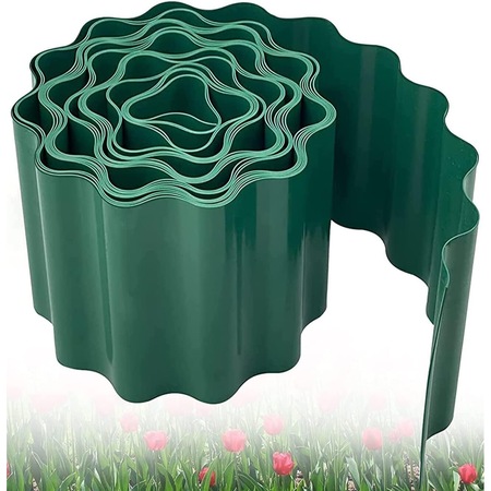 Margine de gradina flexibila din plastic, 9m x 15cm, verde, set de 1 ...