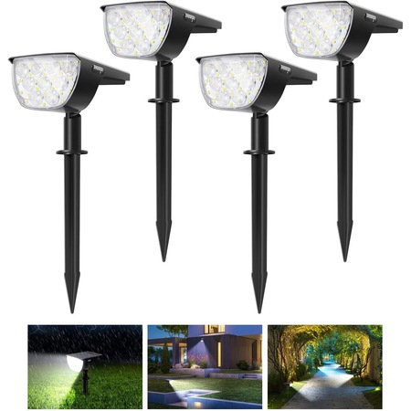 Set de 4 lampi solare pentru exterior, lumini LED stralucitoare ...