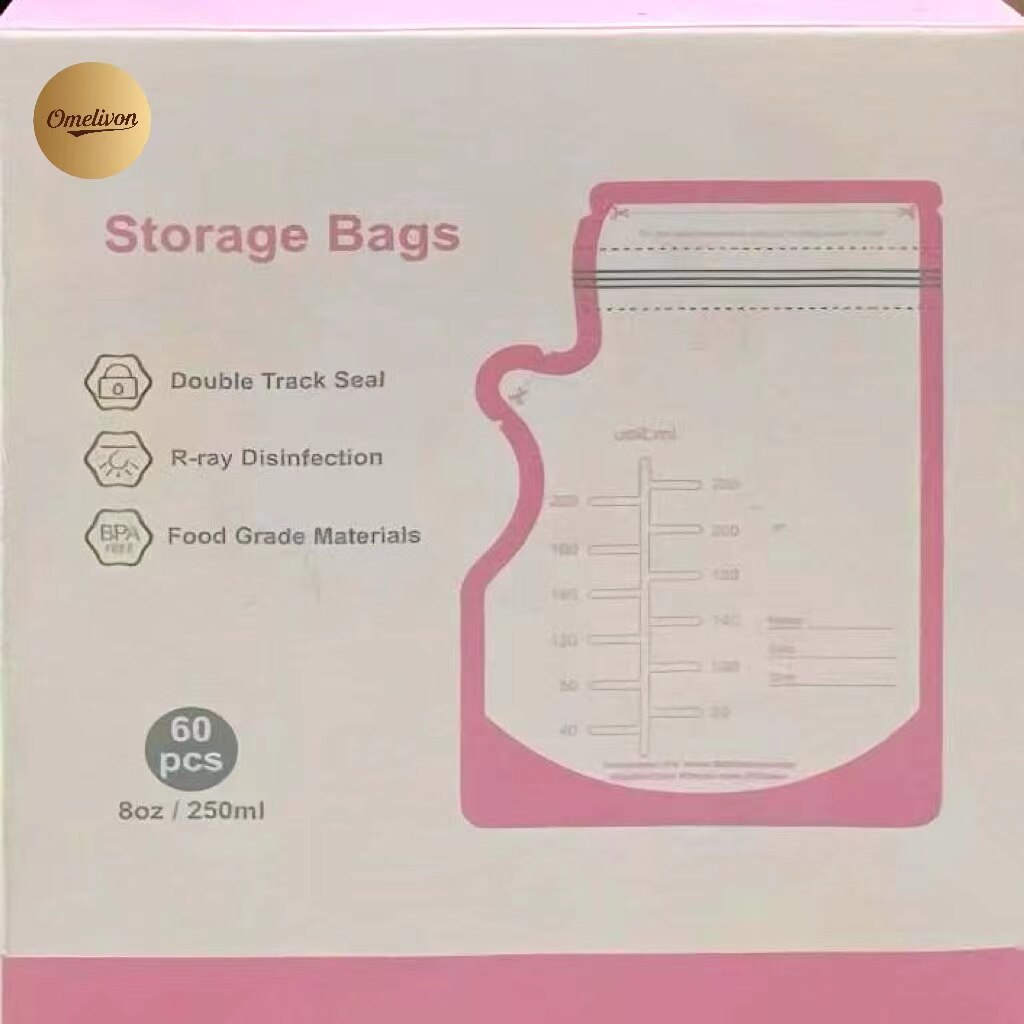 Set 60 pungi stocare lapte matern, Omelivon®， Gradate, etanse, design ...