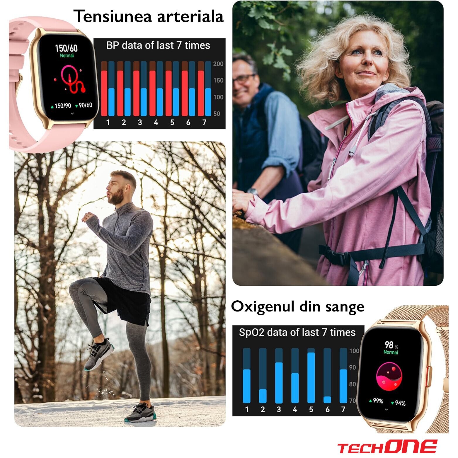 Ceas Smartwatch Femei TechONE® Wand Pro, 2 inch SUPER AMOLED ...