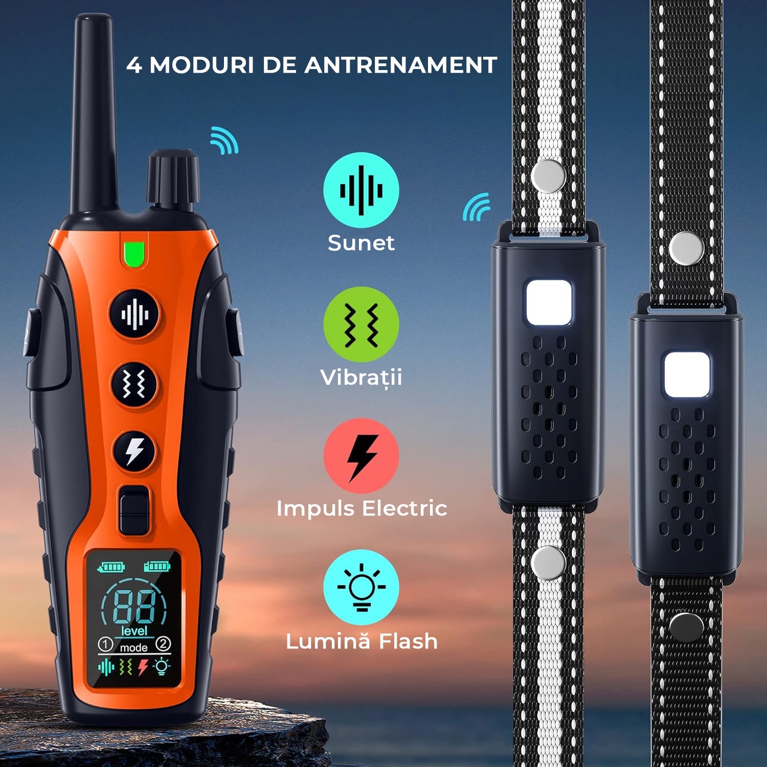 Zgarda Electrica Pentru Dresaj Caini cu Telecomanda, Model RS3D, Pentru ...