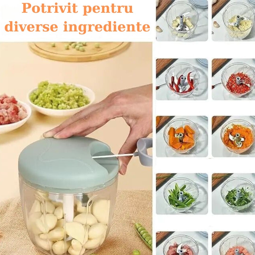 Tocator Manual pentru Legume si Fructe, capacitate 900 ml, 5 Lame din ...