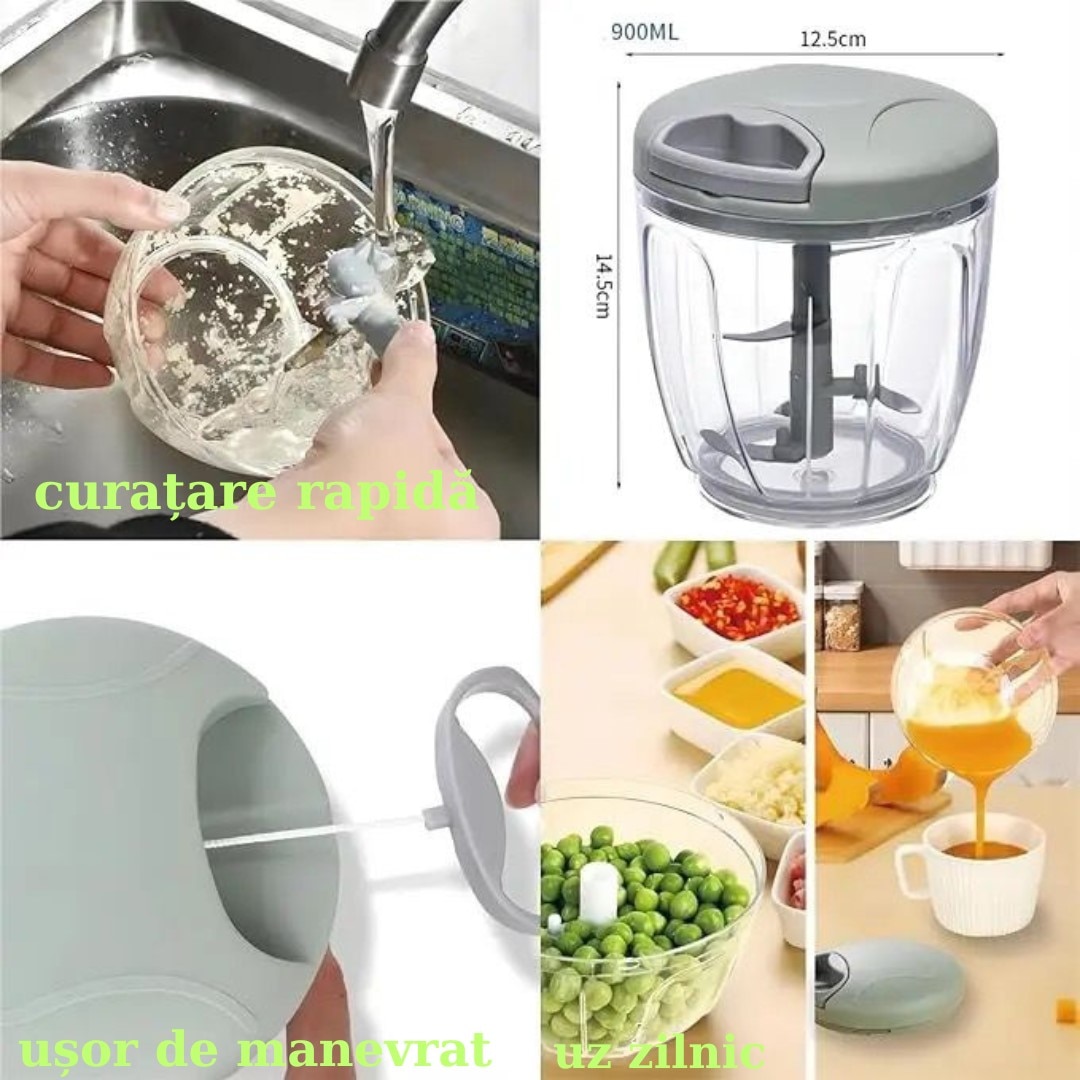 Tocator Manual pentru Legume si Fructe, capacitate 900 ml, 5 Lame din ...