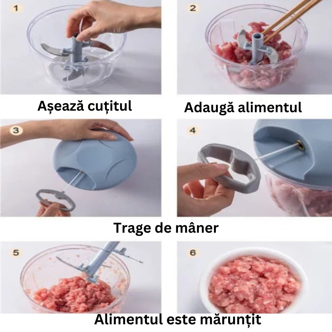 Tocator Manual pentru Legume si Fructe, capacitate 900 ml, 5 Lame din ...