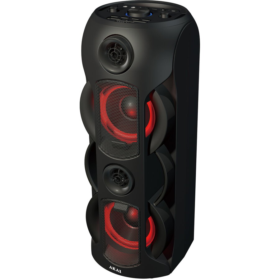 Boxa Portabila Akai Party Speaker 370, 60W, Radio, USB, micro-SD, Negru ...