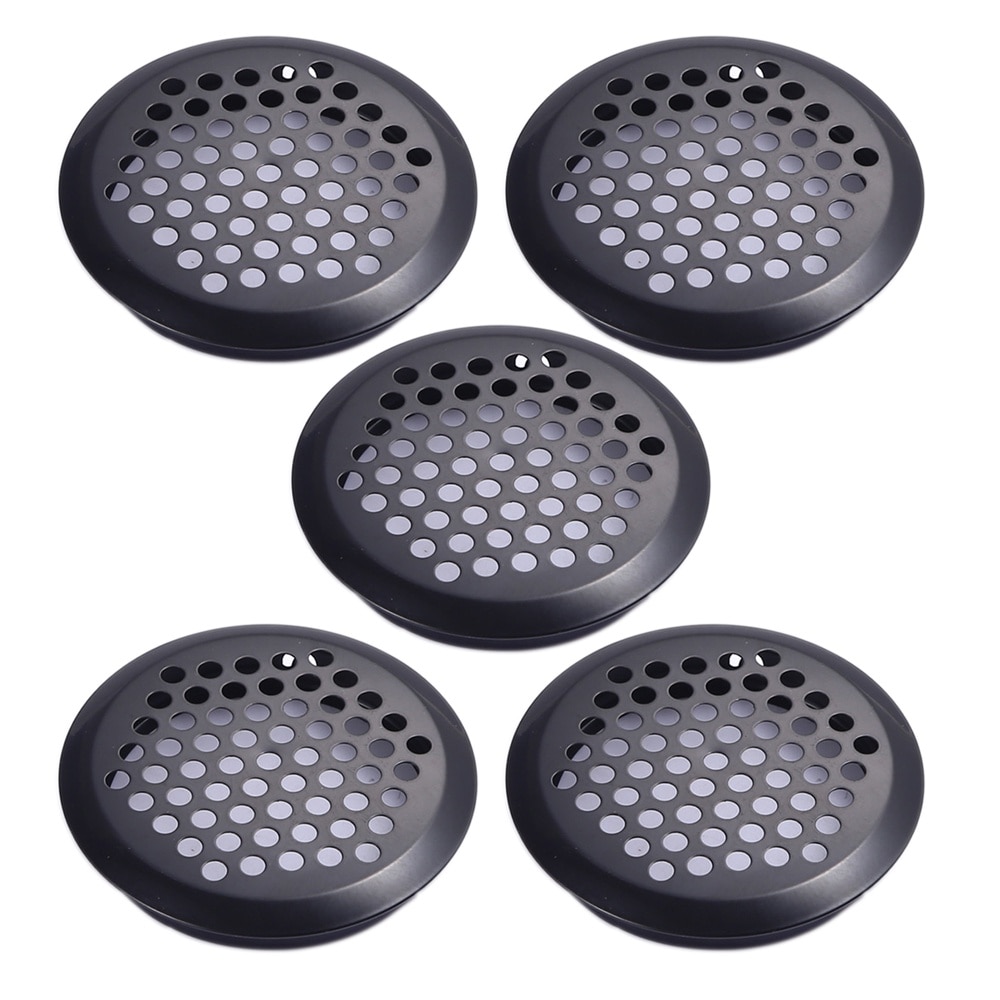 Set 5 ventilatii din otel inoxidabil, rotunde, cu plasa neagra, 25mm ...