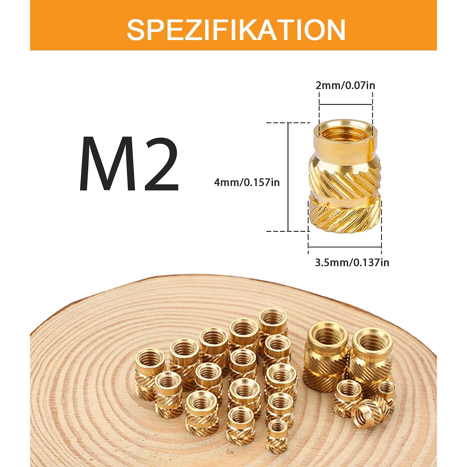 Set 50 bucati insertii filetate M2 din alama pentru imprimare 3D - eMAG.ro