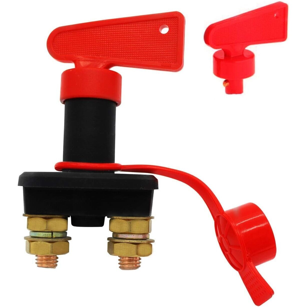 Intrerupator de baterie, 12V, 500A, negru cu rosu, dimensiune 6.5x6 ...