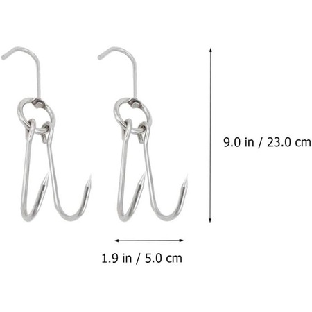 Set 10 carlige duble pentru carne din otel inoxidabil, 25cm, pentru ...
