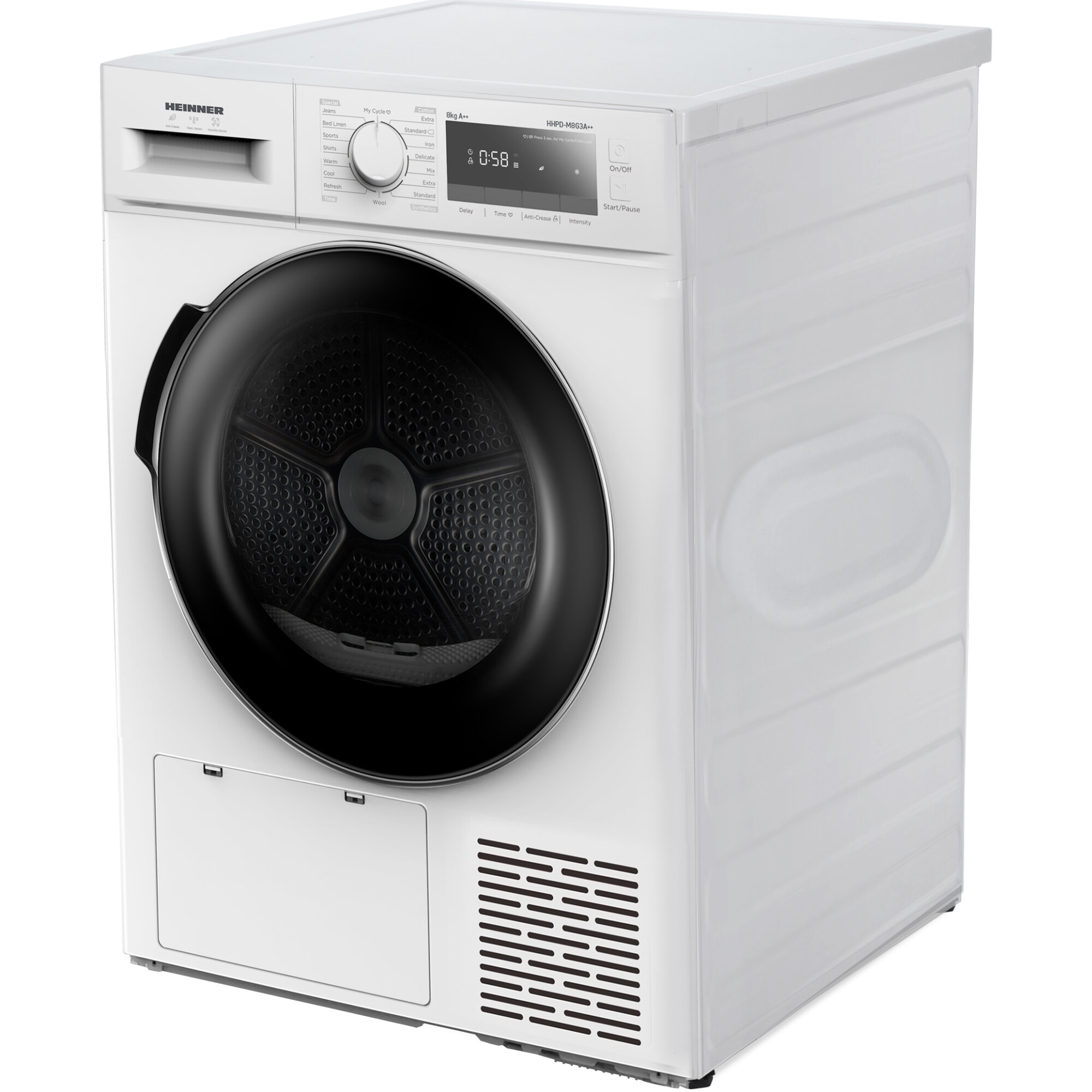 Heinner HHPD-M8G3A++ hőszivattyús szárítógép, 8 kg, 14 program, E ...