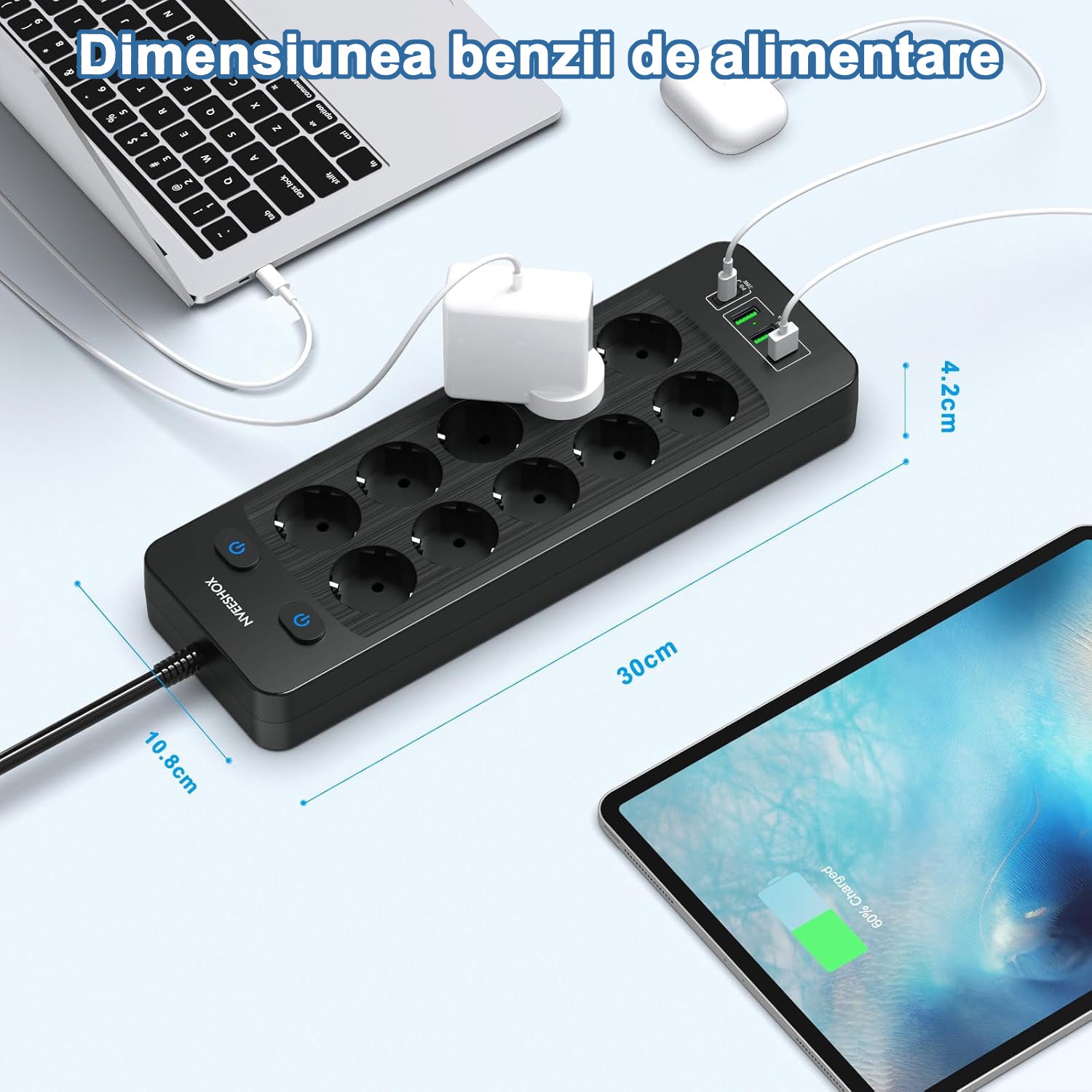 Prelungitor, 4000W, BYONDSELF®, 10 Prize, 1 Type-C PD20W/3USB-A, 2 ...