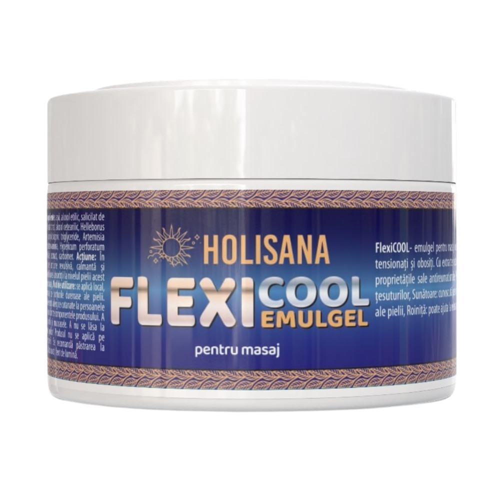 FlexiCool EmulGel de la Holisana, emulgel pentru musculatura si articulatii, Spanz, Pelin ...