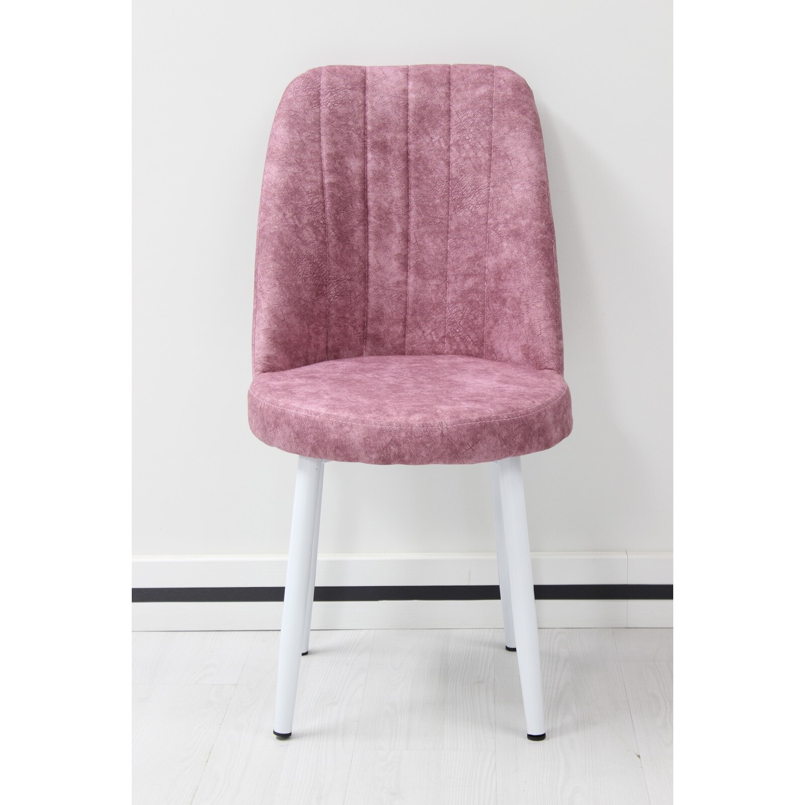 Set 2 scaune Cronos Roz, tapitate cu material textil, picioare metalice ...