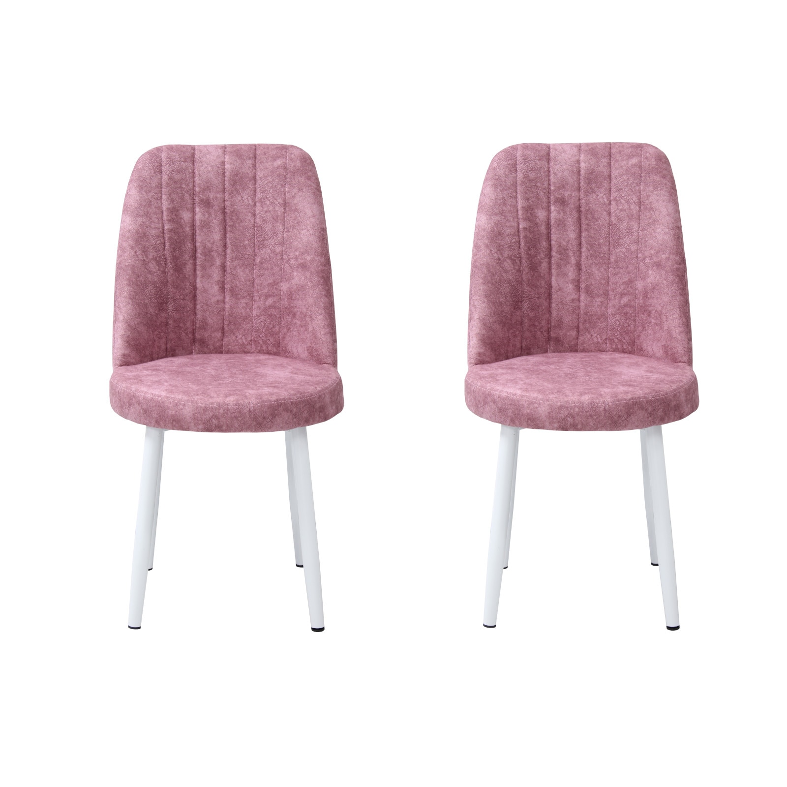 Set 2 scaune Cronos Roz, tapitate cu material textil, picioare metalice ...