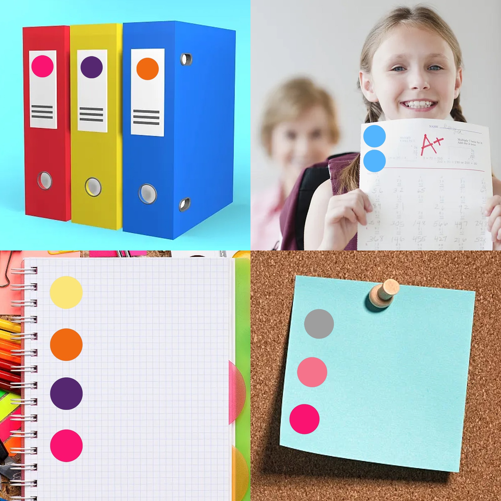 Etichete Colorate pentru Birou, Set de 16 Culori, Adeziv Special, Usor ...