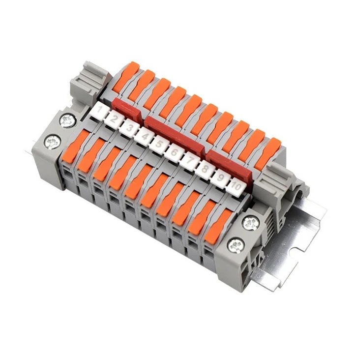 Set de 10 Conectori Cabluri Parghie Rapida PCT-211 Din Rail Blocuri ...