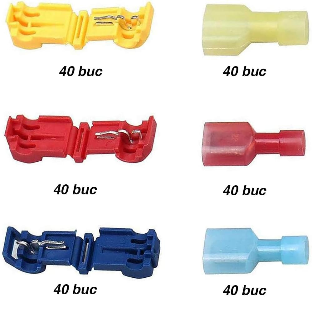 Set Conectori Tip T pe Cablu 240 Bucati, Conectare Rapida fara Taierea ...