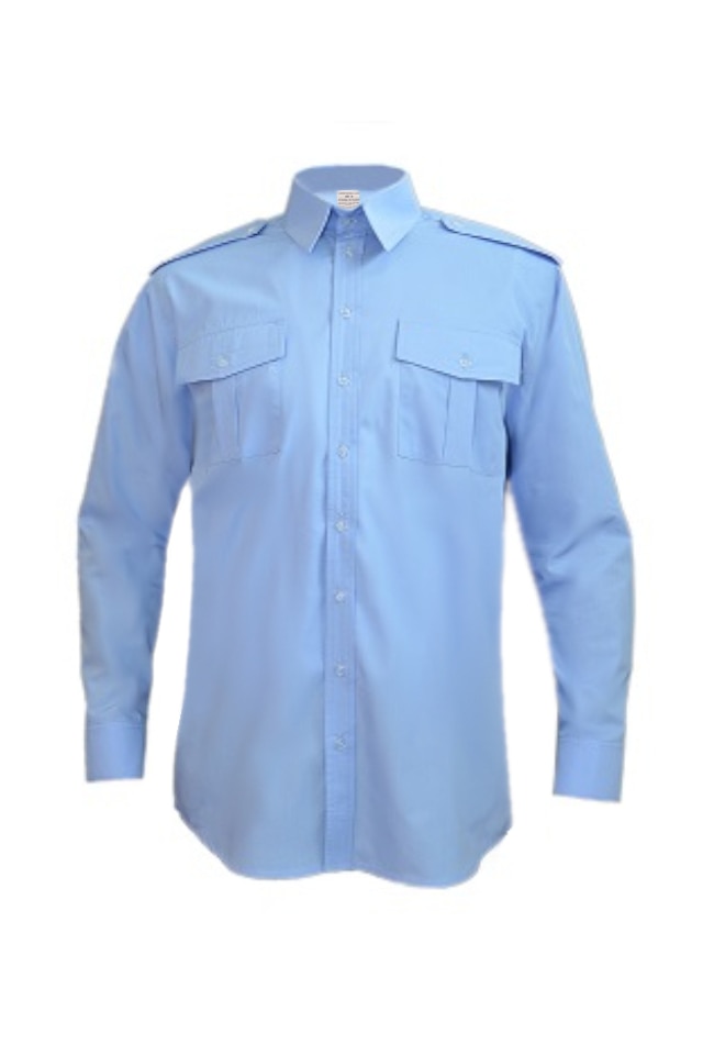 Camasa Pilot barbati, cu Epoleti, Maneca lunga reglabila, Slim, Bleu ...