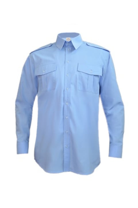 Camasa Pilot barbati, cu Epoleti, Maneca lunga reglabila, Slim, Bleu ...