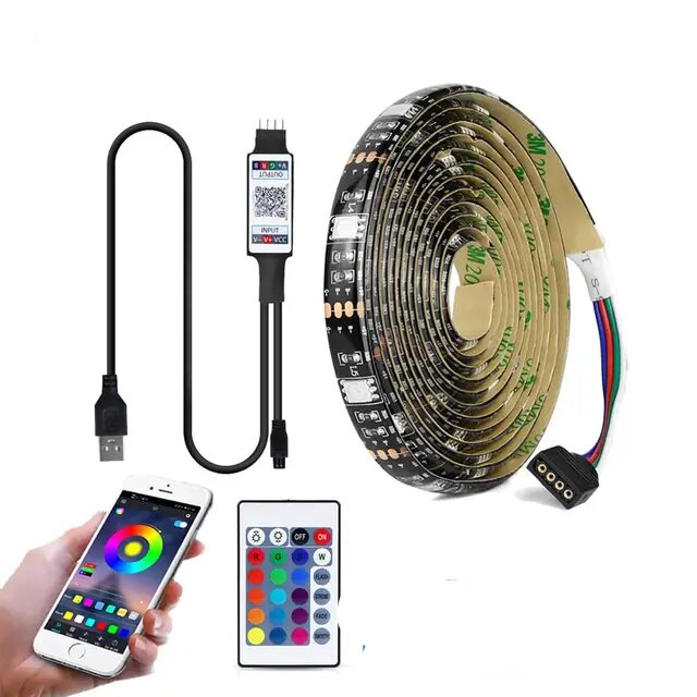 Banda led flexibila 5m RGB cu telecomanda Interior/exterior, Bluetooth ...