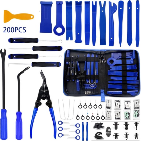Set trusa chei demontare interior auto,200 piese, pentru tapiterie ...