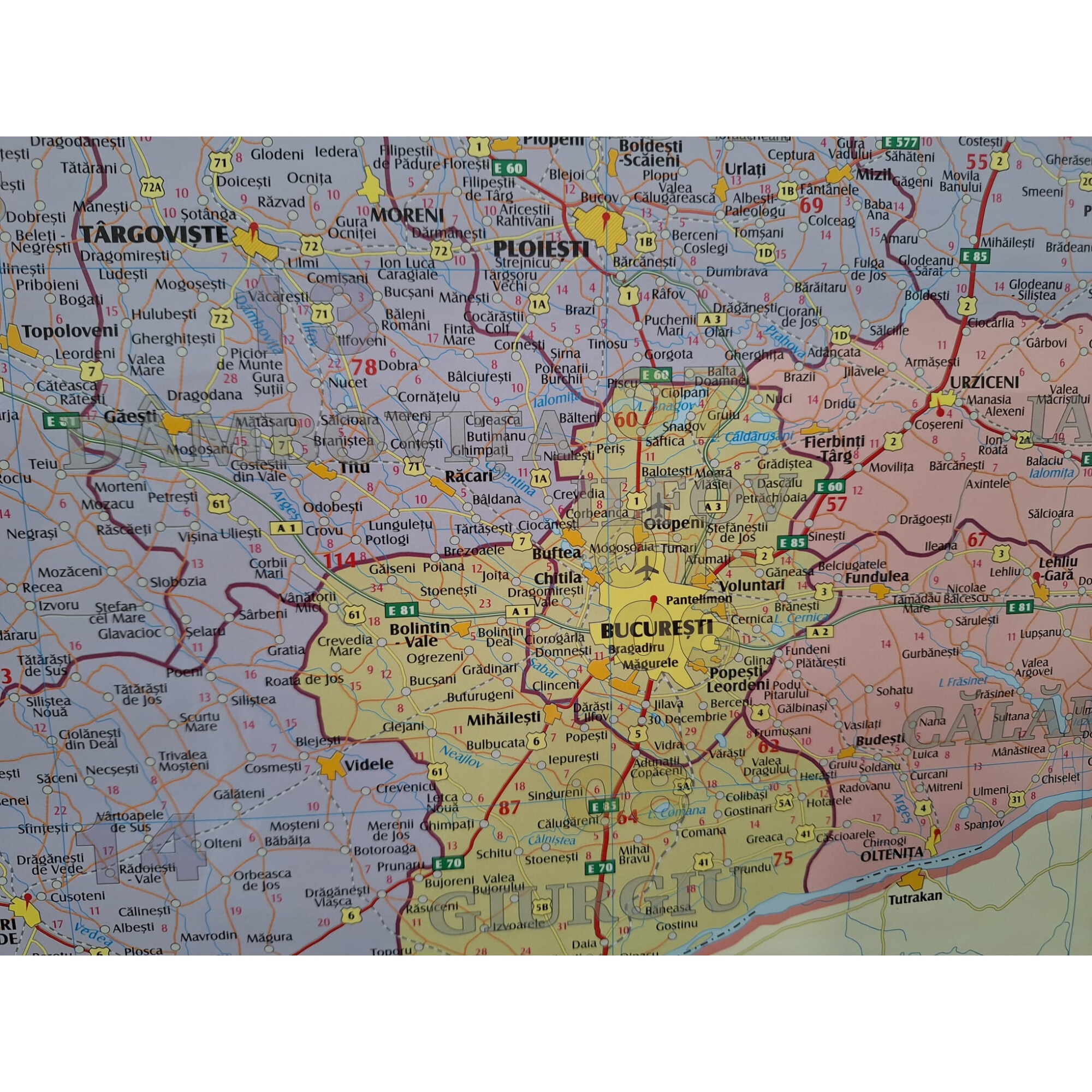 Harta de perete administrativa a Romaniei, cu coduri postale, laminata ...