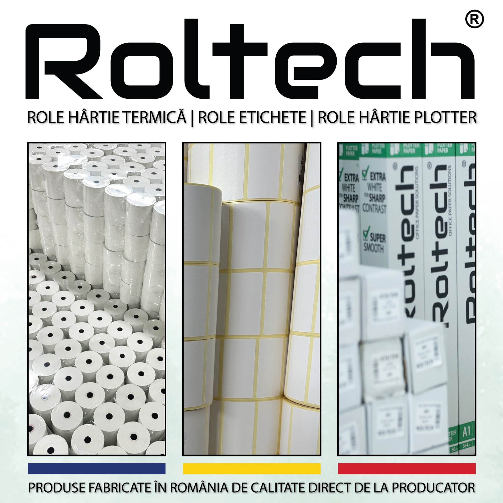 Set 4 Role Hartie plotter A1 ROLTECH®, Dimensiune 594mm x 50m, 80 gr/m² ...