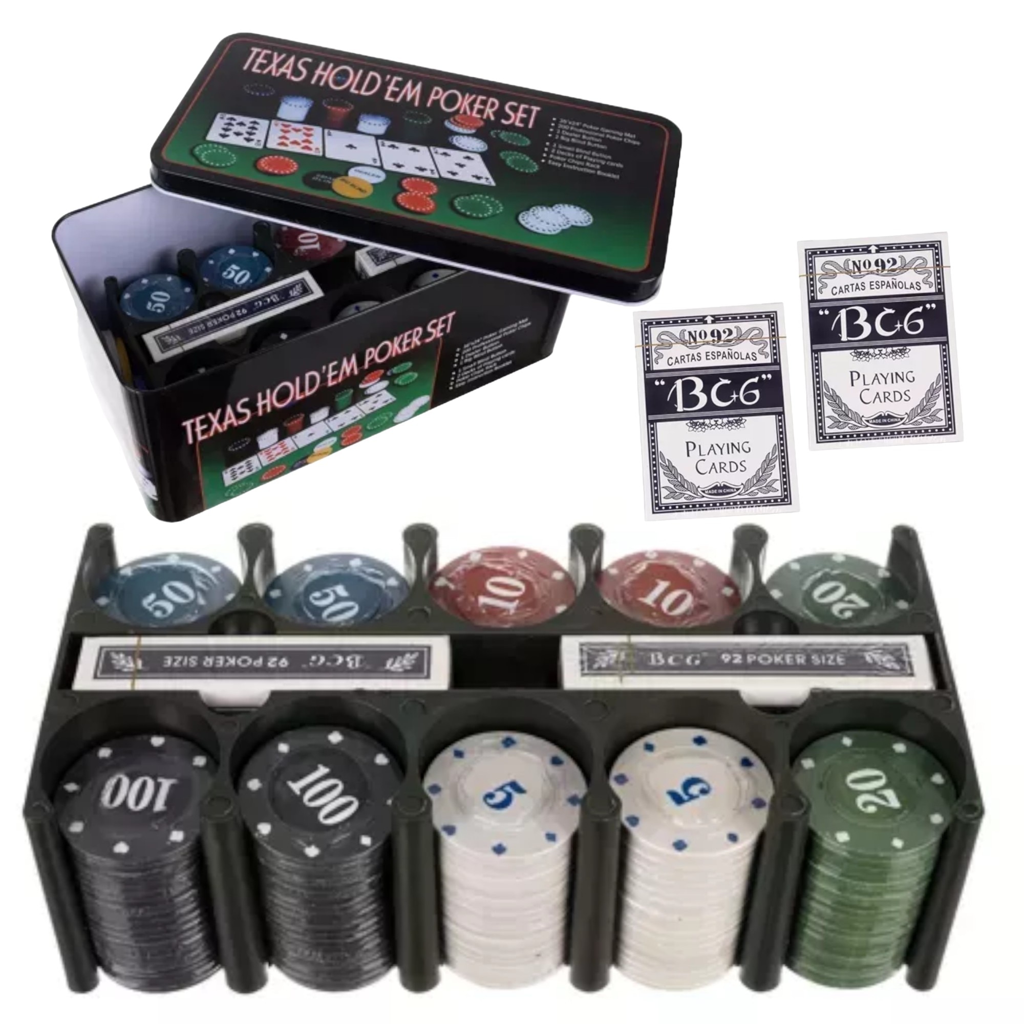 Set Poker, Malatec, 200 Jetoane, Carti De Joc, Cutie Metal - eMAG.ro