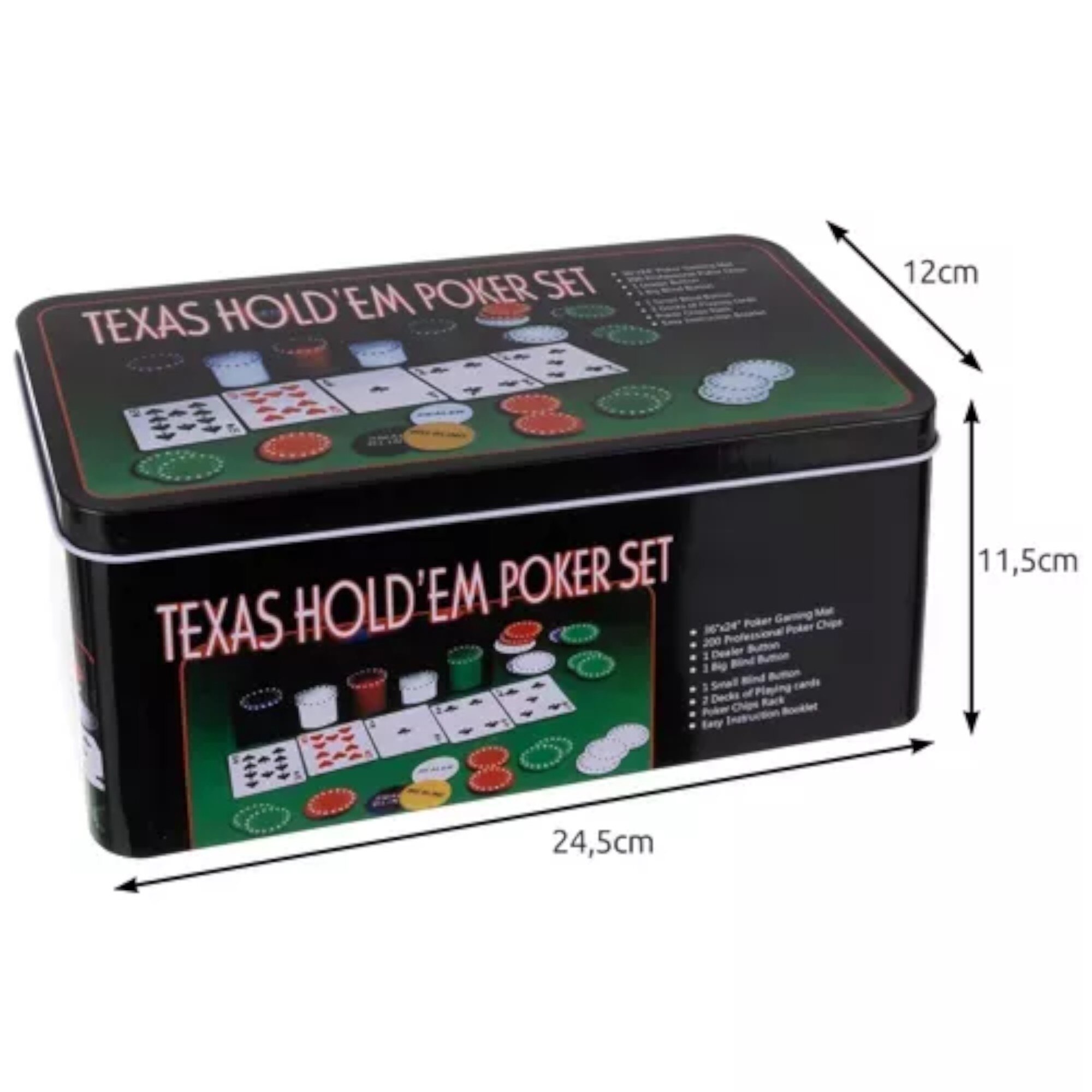 Set Poker, Malatec, 200 Jetoane, Carti De Joc, Cutie Metal - eMAG.ro
