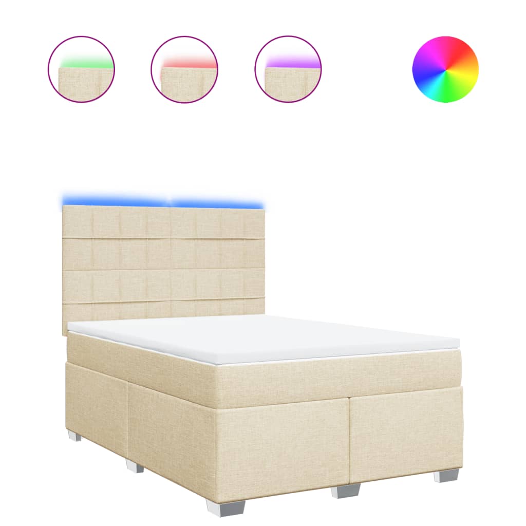 Pat box spring cu saltea vidaXL, crem, 160x200 cm, material textil, 63. ...
