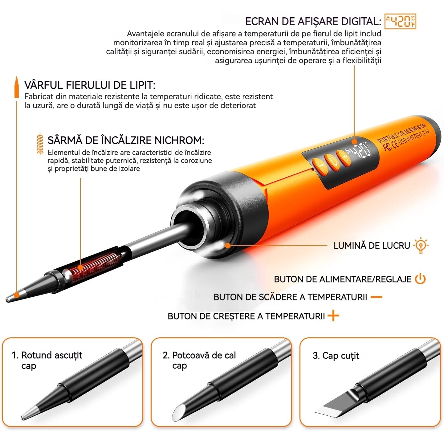 Set pistol de lipit wireless portabil cu incarcare USB, ajustare ...