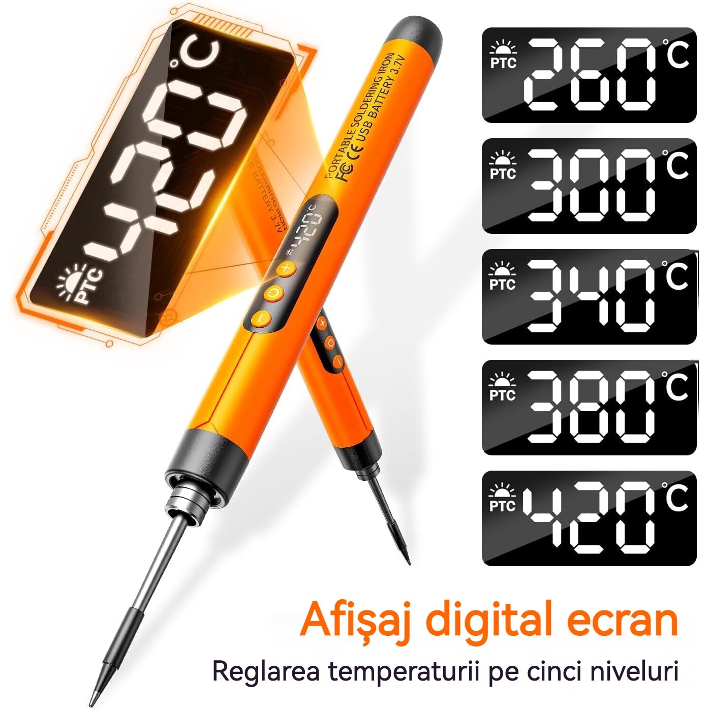 Set pistol de lipit wireless portabil cu incarcare USB, ajustare ...