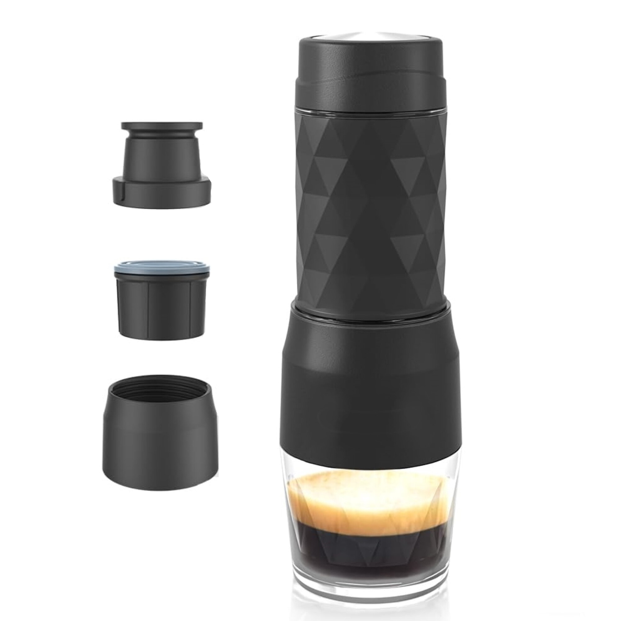 Преносима еспресо машина WALALLA, 3 в 1, съвместима със смляно кафе ...