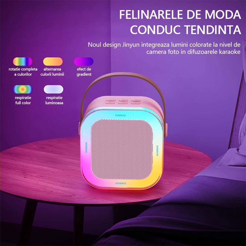 Set Boxa Karaoke, Cu 2 Microfoane Wireless, Redkid®, Pentru Adulti si ...