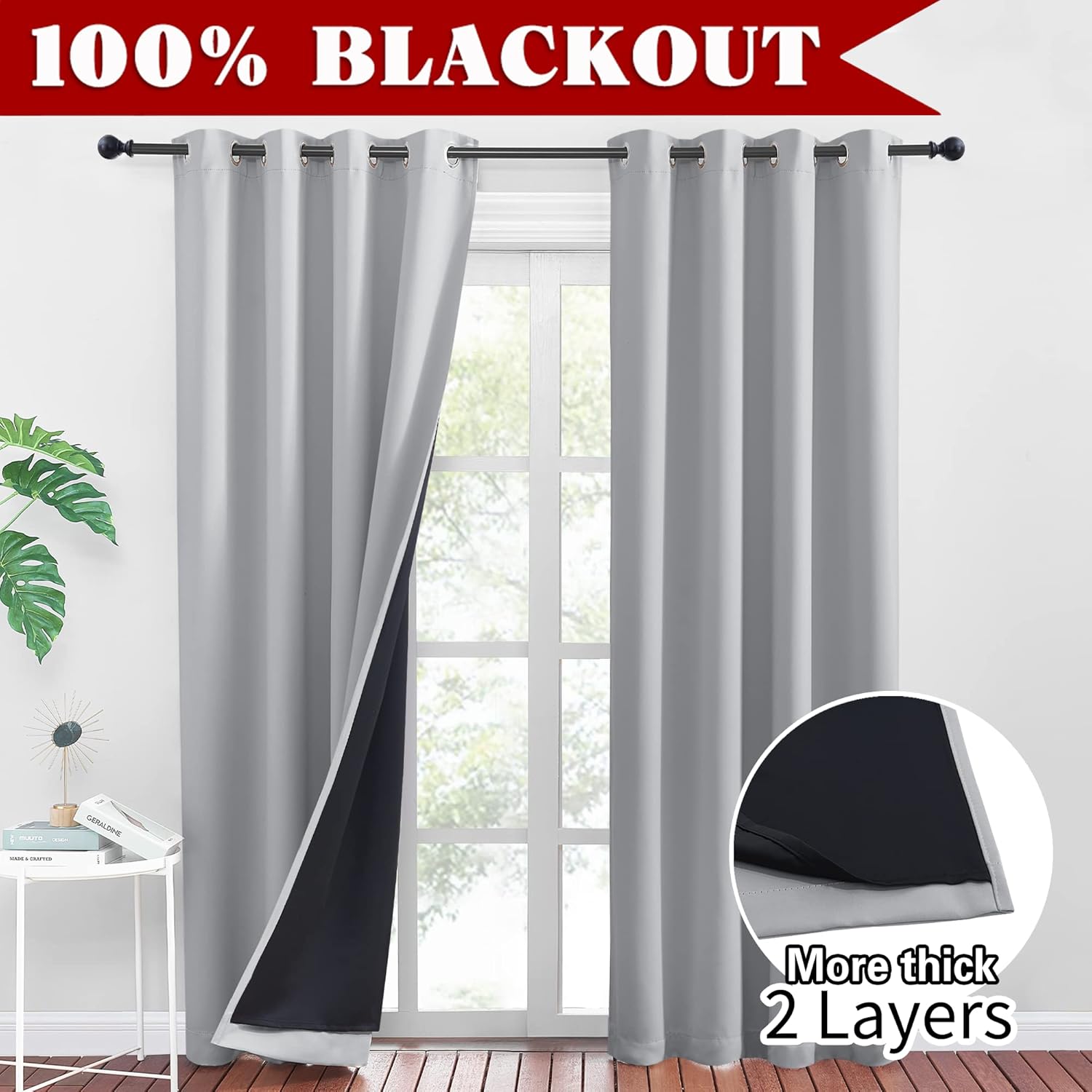 Set 2 Perdele cu inele, PONY DANCE, 140 x 245 cm, Opace, Blackout, in 2 ...