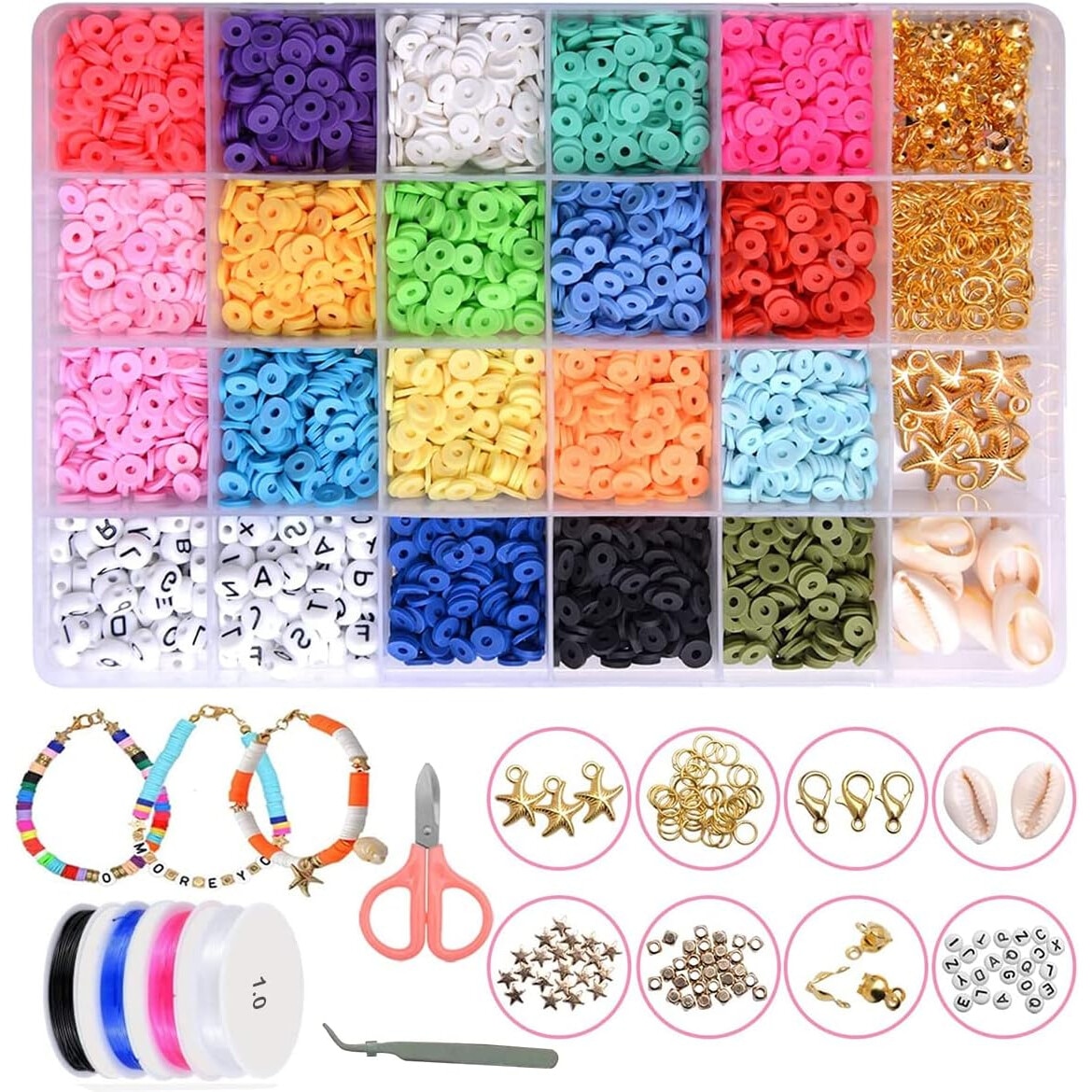 Kit de Bijuterii cu 6000 Margele Plate din Lut Polimeric pentru ...