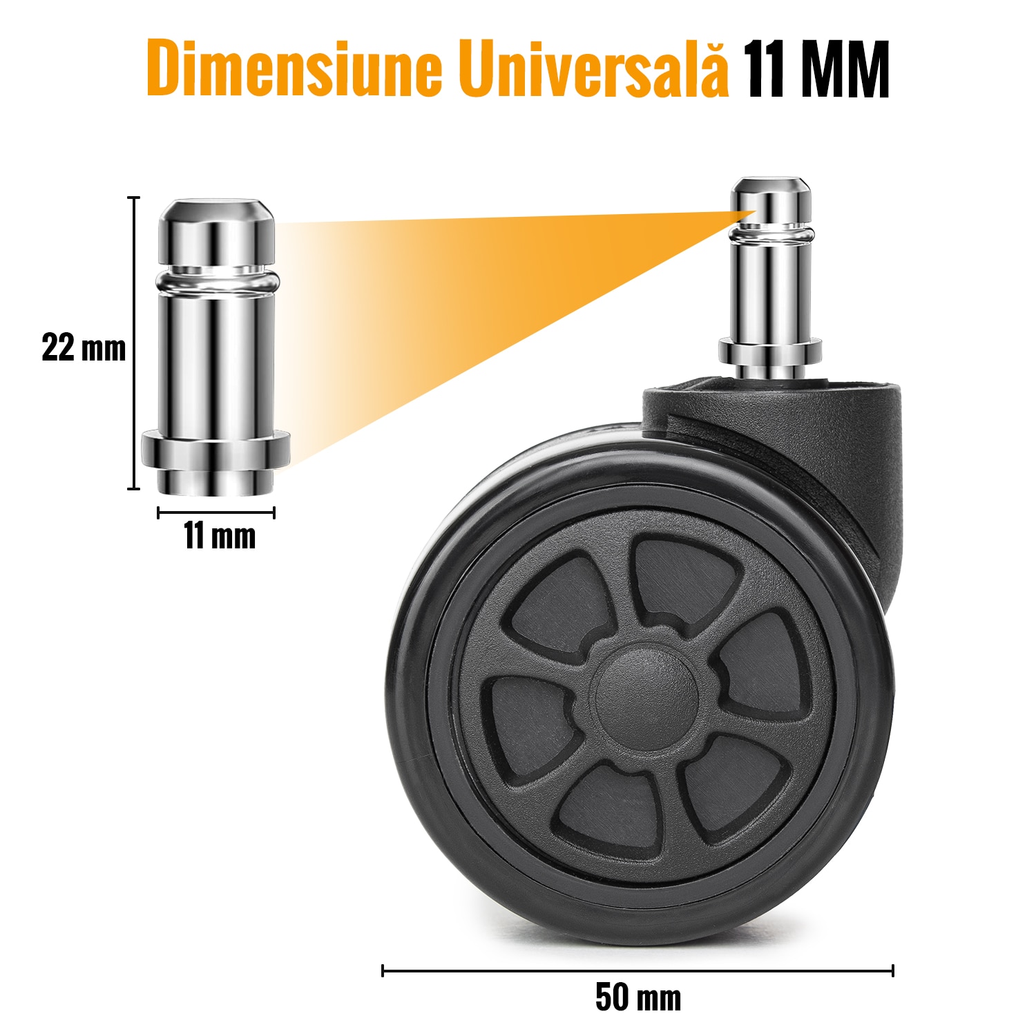 Set 5 Roti Scaun Birou, 11 MM, Universale, Doctor Shield - Negru - eMAG.ro