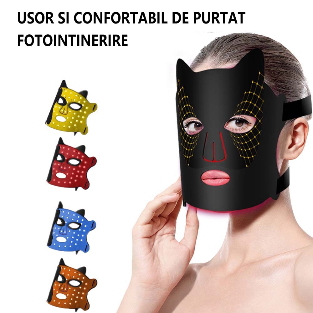 Masca LED din silicon pentru fata, Masca LED in 4 culori pentru ...