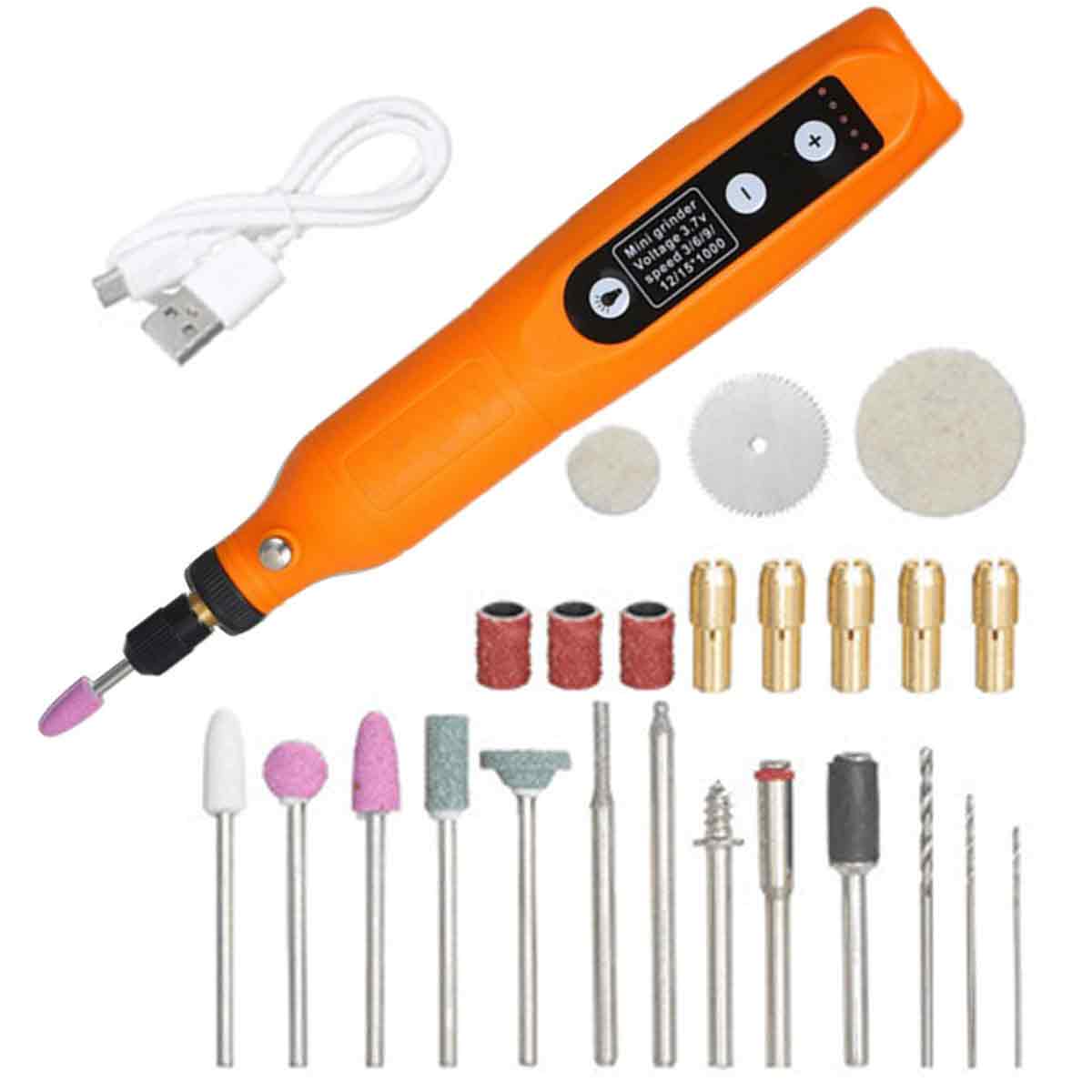 Stilou electric de gravare, portabil, cu acumulator USB, 3 viteze, 18x3 ...