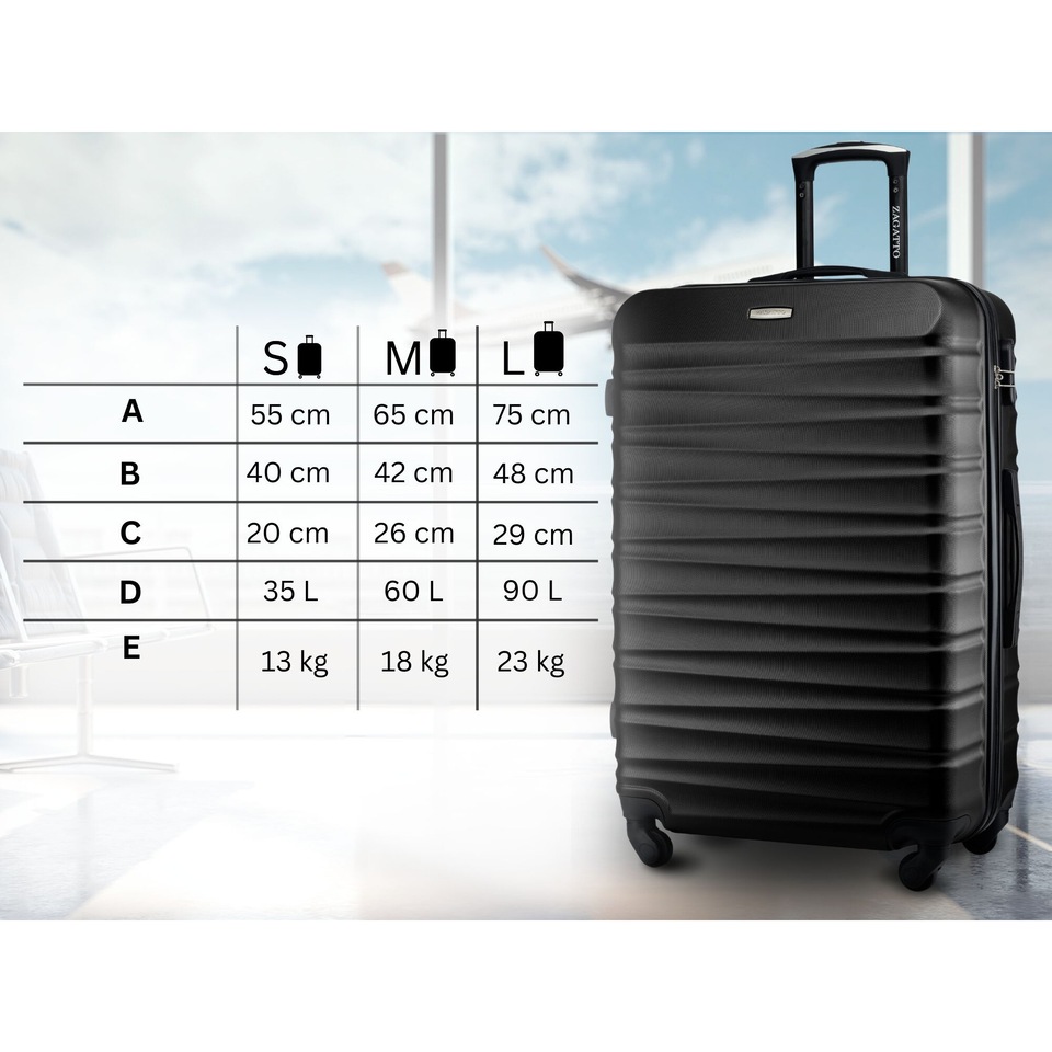 Troler mare, Zagatto®, Negru, Dimensiune 75x48x29 cm, Troller bagaj ...