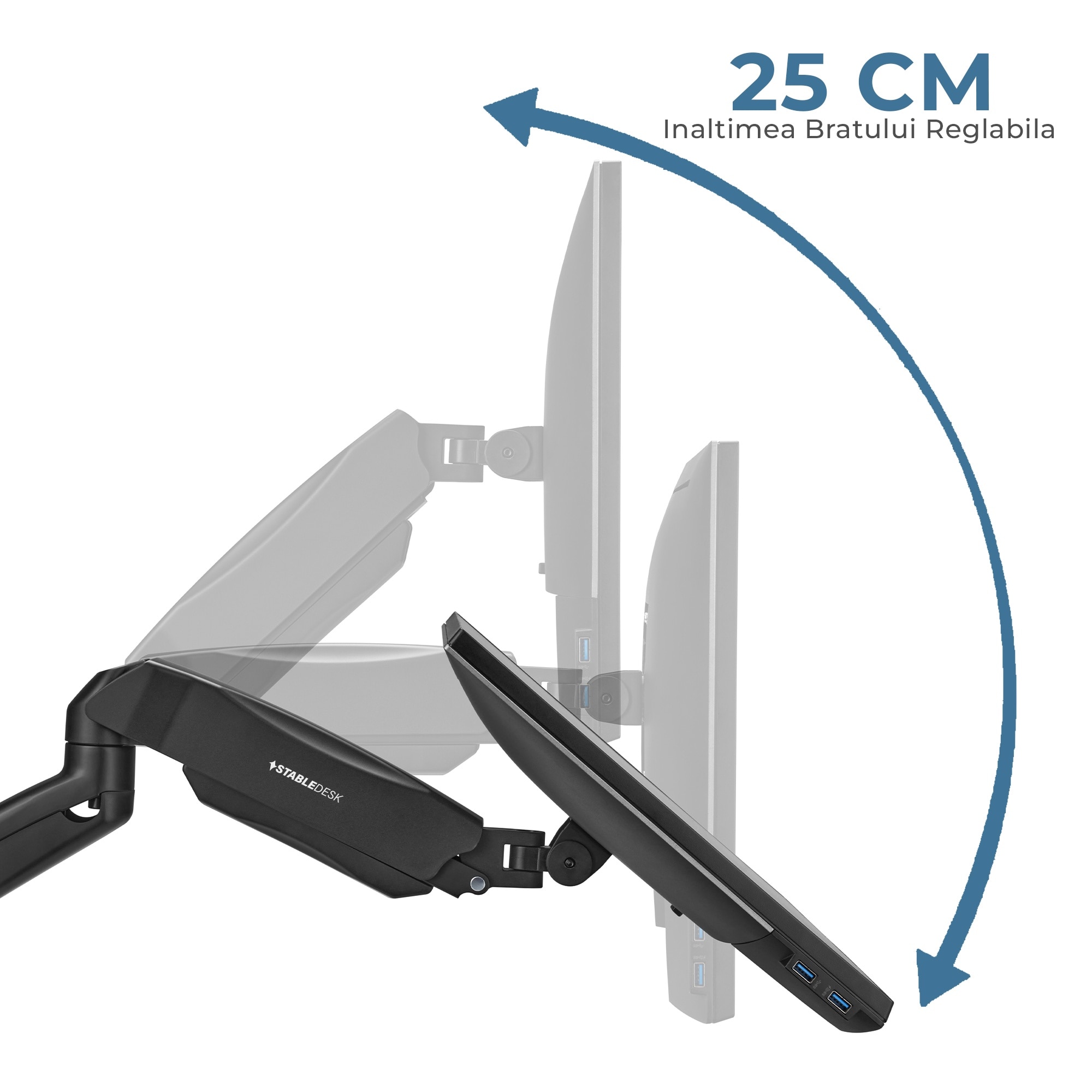Suport 2 monitoare 17-32" inch, Prindere de perete, Brat dublu Reglabil ...