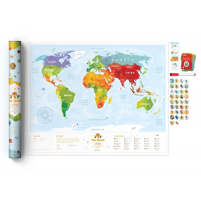 Harta interactiva pentru copii, 1DEA.me, Travel Map Kids Animals ...