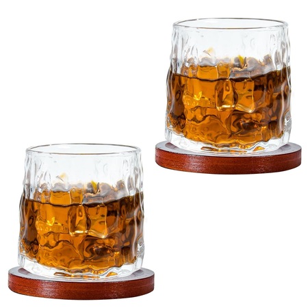 Set 2 Pahar Din Rotatie Sticla, Zggzerg, Ghetar, Cu suporturi, 155ml ...