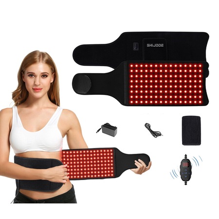Piros fényterápiás öv, SHIJOOE, 120 LED, 5 fokozatú beállítás, 5 ...