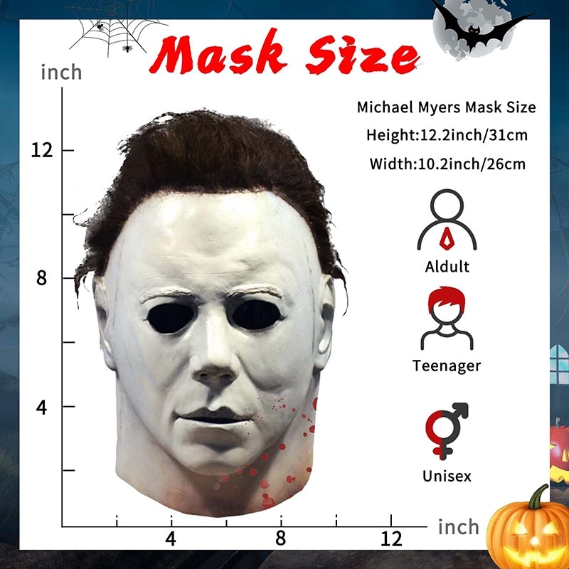 Masca Halloween, Imitatie Michael Myers, Latex Natural, Alb, pentru ...