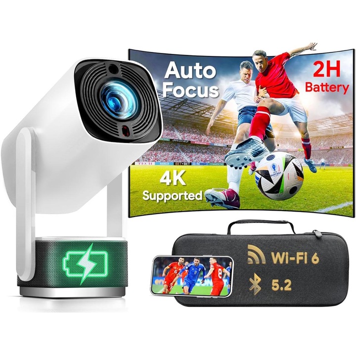 Videoproiector Portabil Ewenta® PRO VISION, Smart 4K, Ultra HD, Auto ...