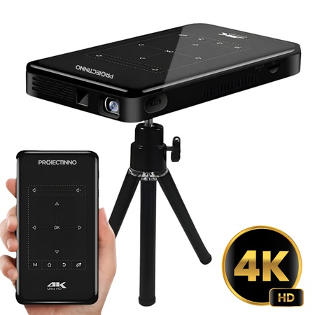 Mini Videoproiector LED DLP P09-II, Proiectinno, Performanta 4K 3D, 2GB RAM, 32GB Stocare ...