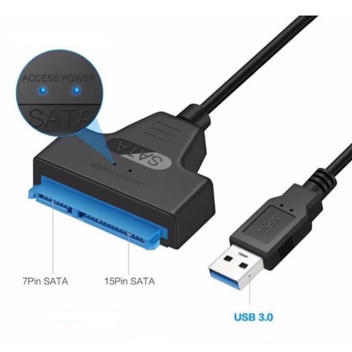 Cablu adaptor USB la SATA pentru HDD/SSD, plug and play, negru, 30cm ...
